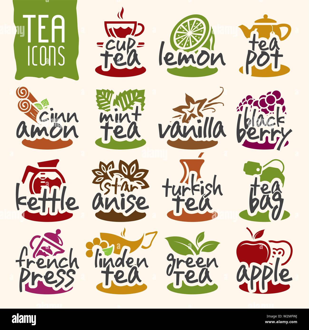 Tea icon set Stock Vector Image & Art - Alamy