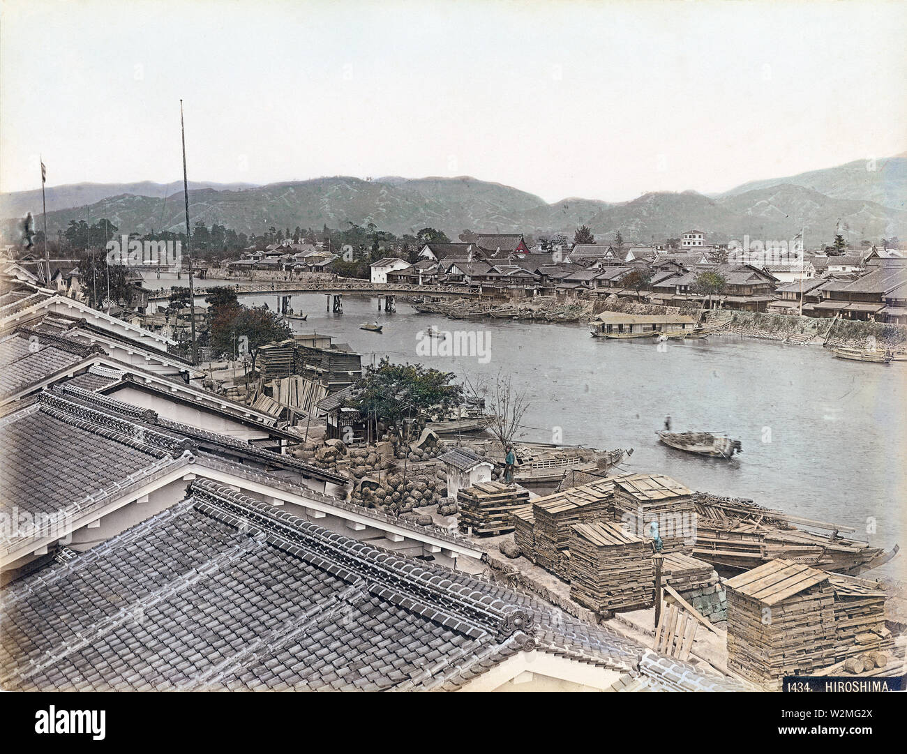 [ 1880s Japan - ] — View on Hiroshima. 19th century vintage albumen ...