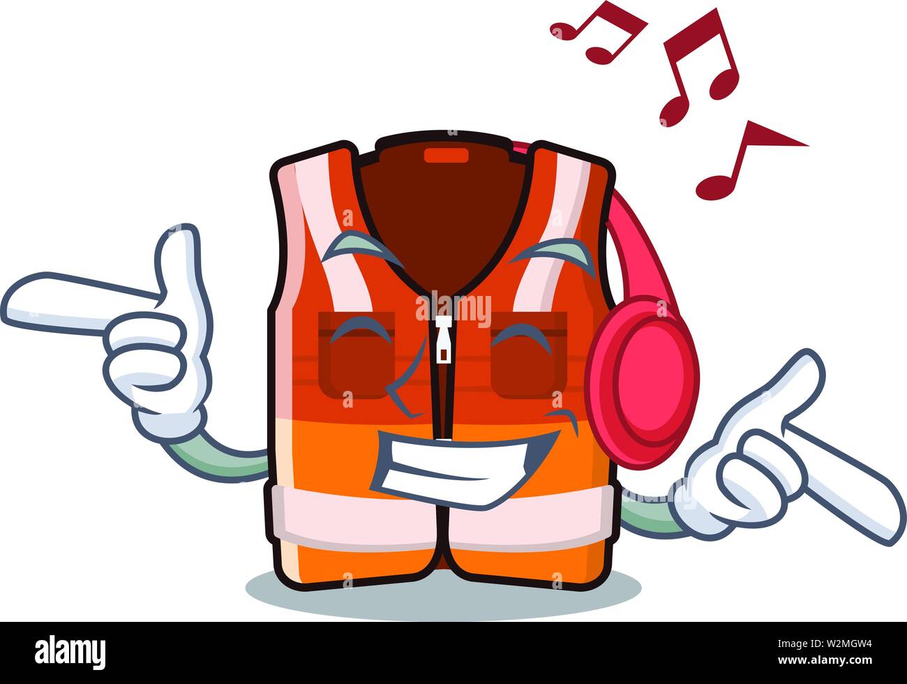 Listening music safety vest in the cartoon shape Stock Vector Image ...