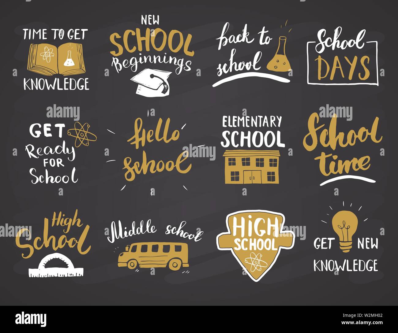 Back to School Calligraphic Letterings Set. Typographic Design ...