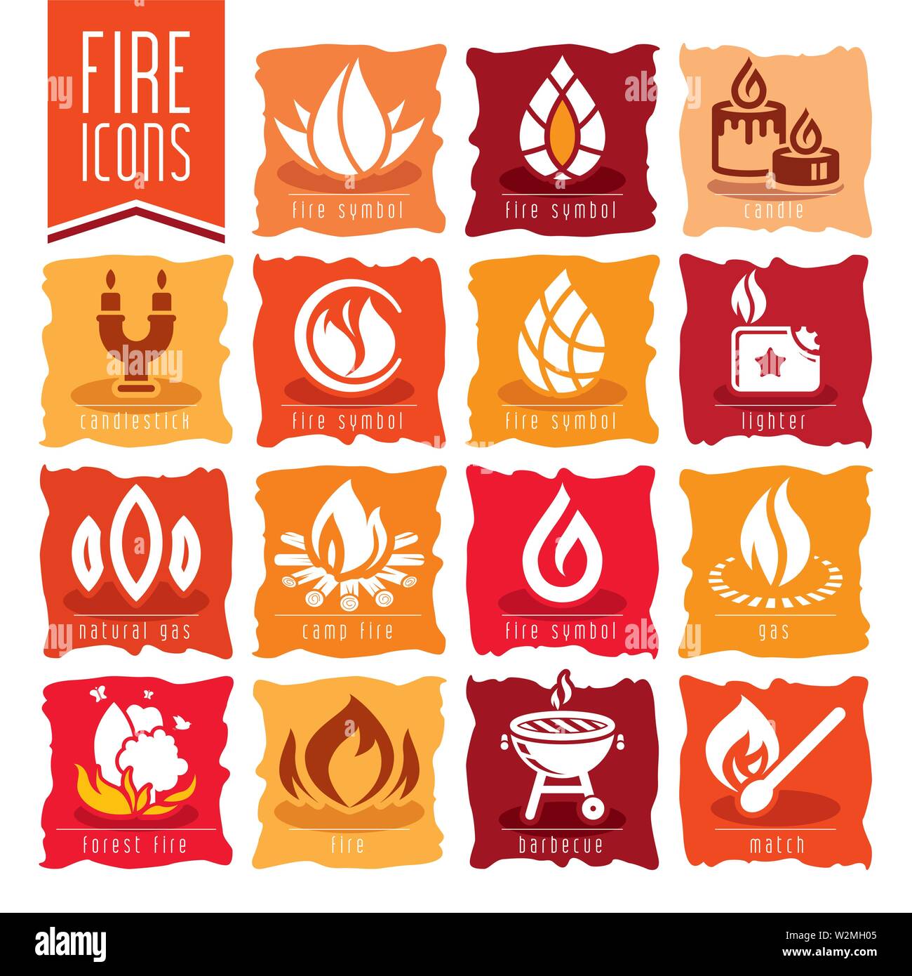 Fire icon set Stock Vector Image & Art - Alamy