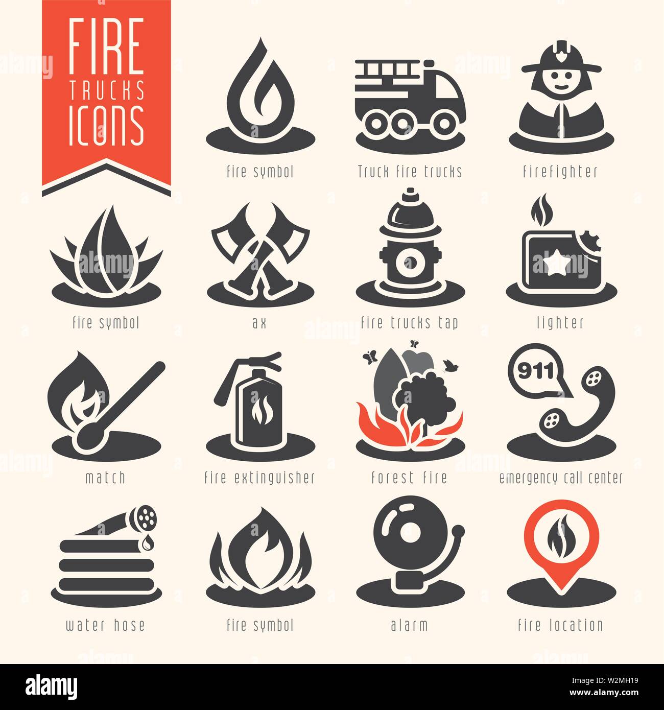 Firefighter icon set Stock Vector Image & Art - Alamy