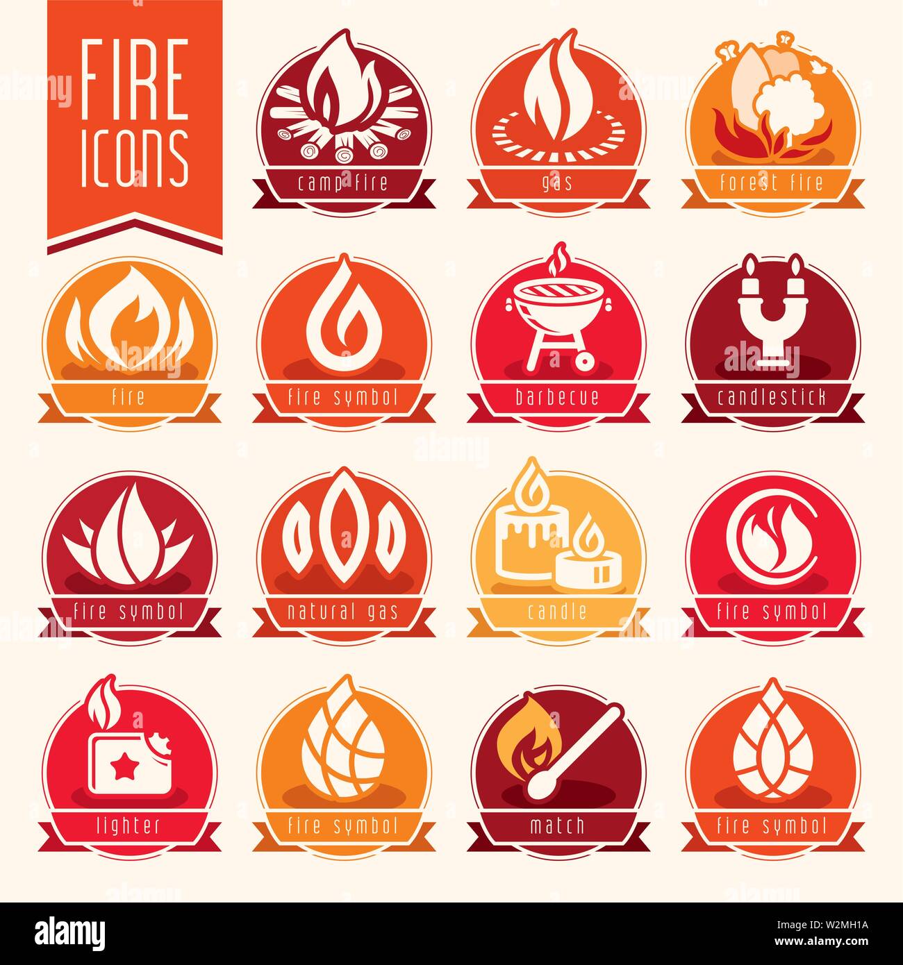 Fire icon set Stock Vector Image & Art - Alamy