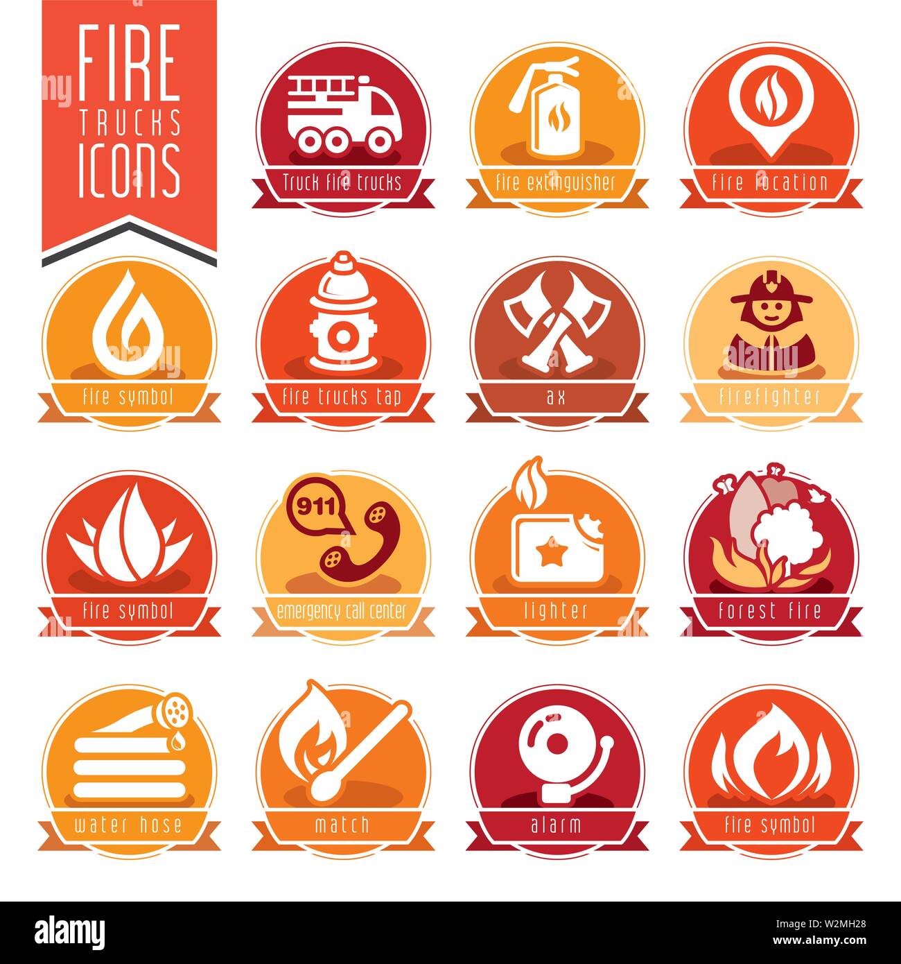 Firefighter icon set Stock Vector Image & Art - Alamy