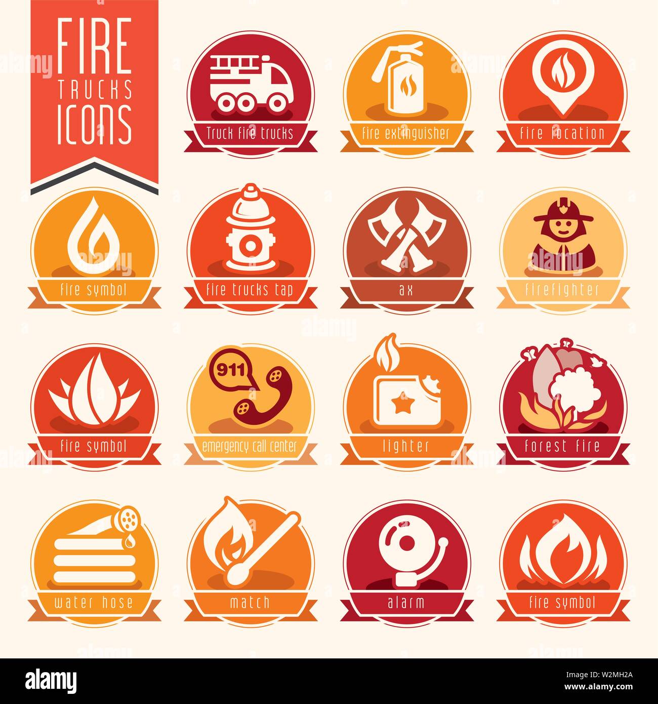 Firefighter icon set Stock Vector Image & Art - Alamy