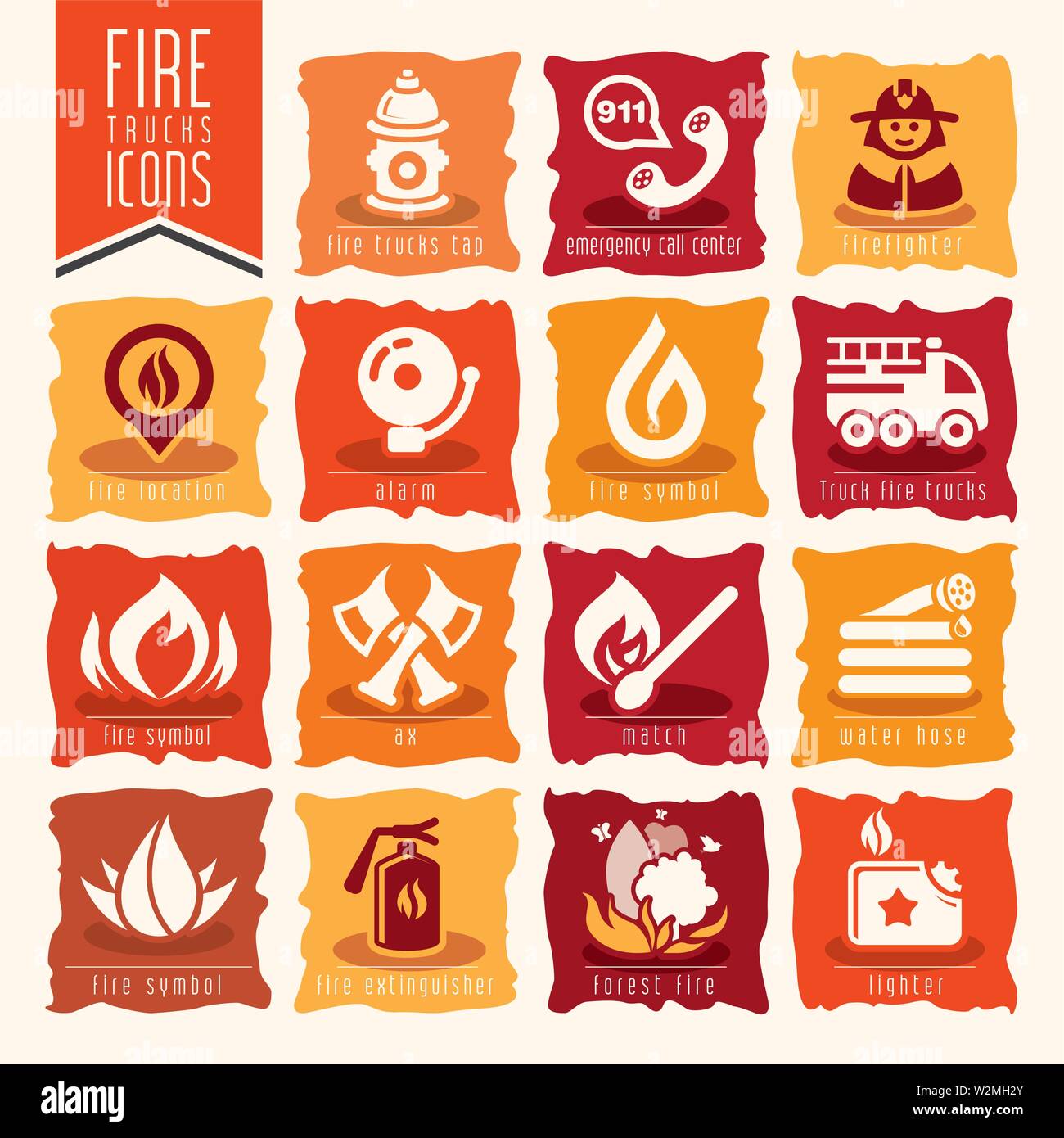 Firefighter icon set Stock Vector Image & Art - Alamy