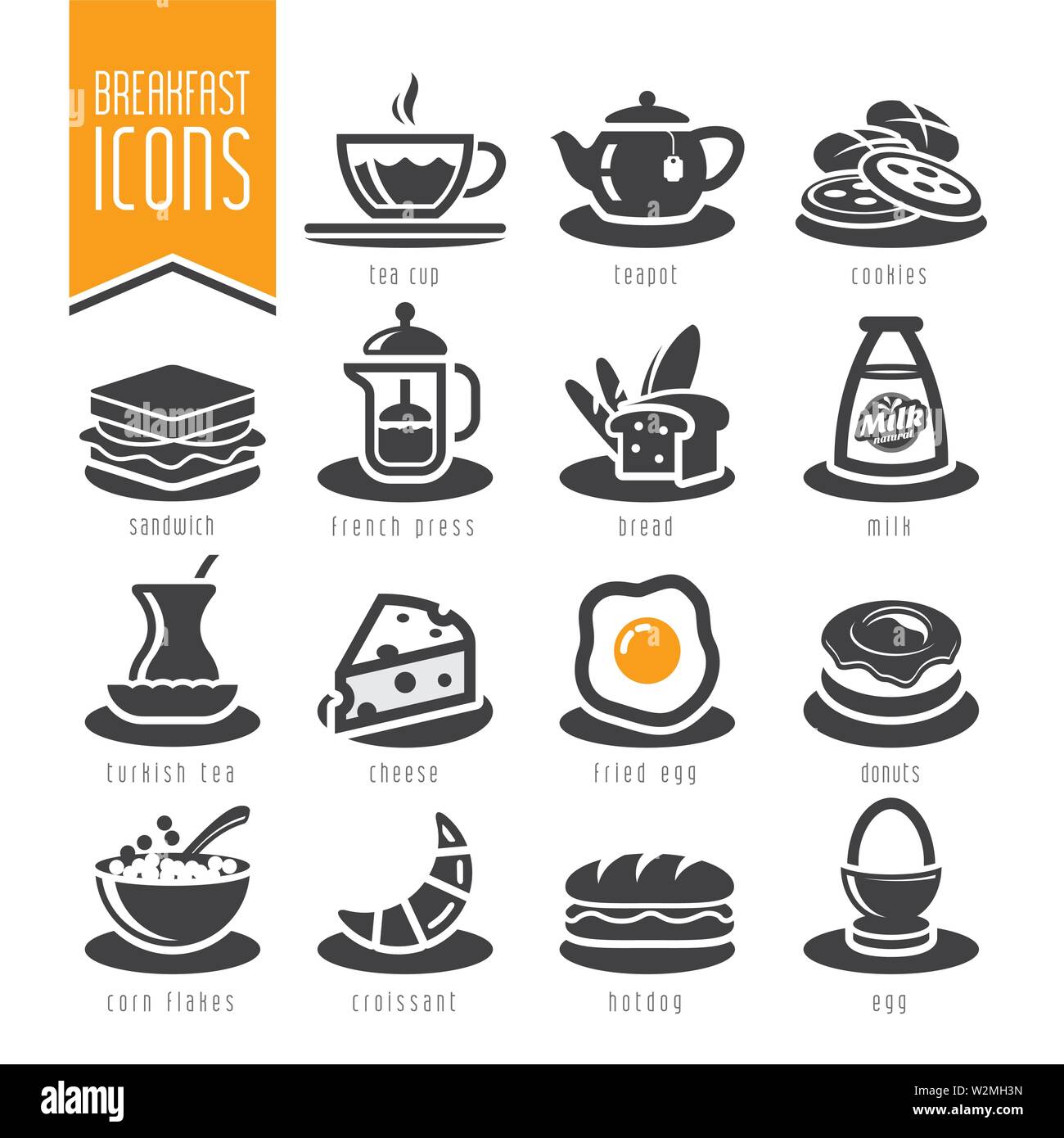 Breakfast icon set Stock Vector Image & Art - Alamy