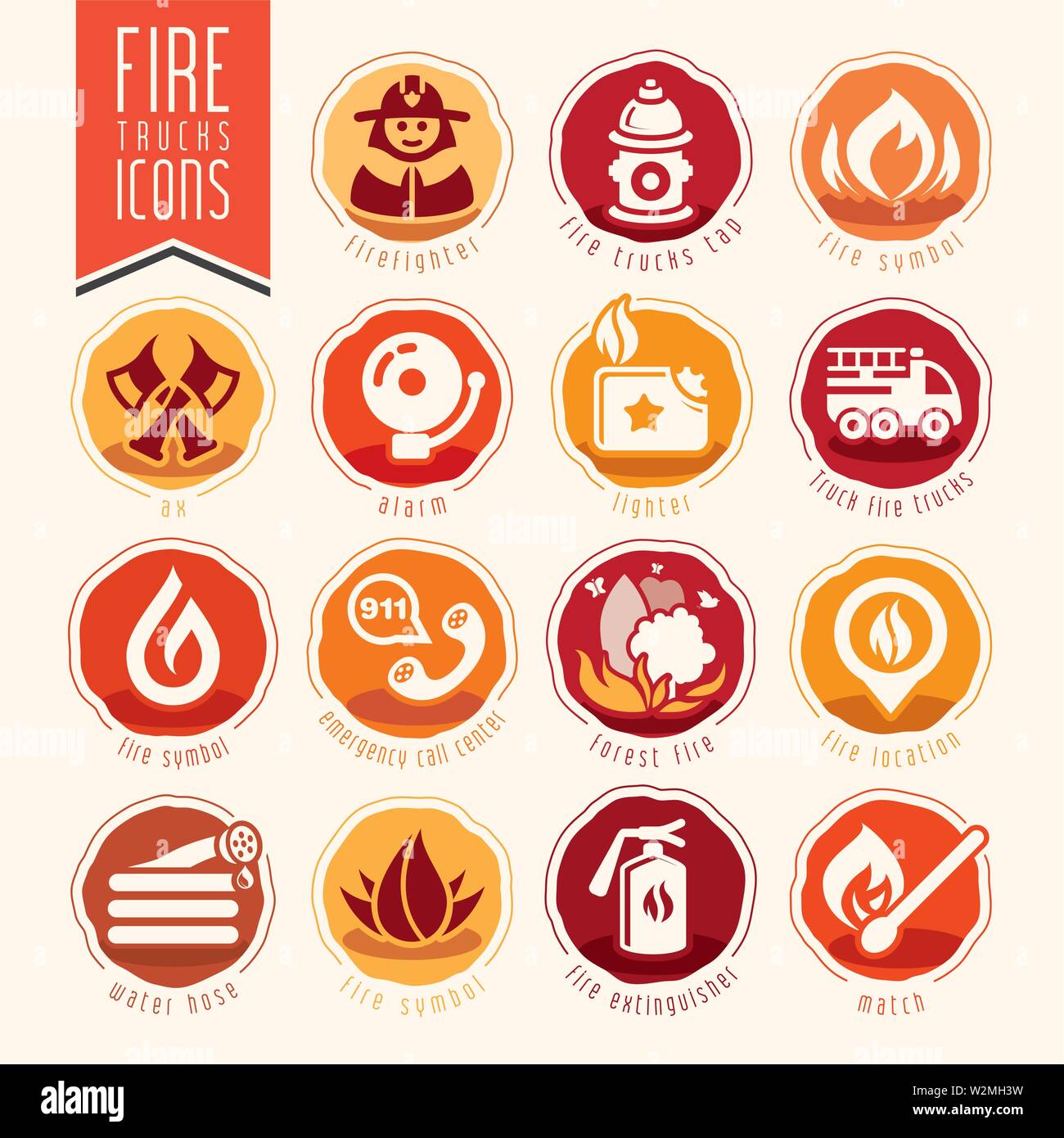 Firefighter icon set Stock Vector Image & Art - Alamy