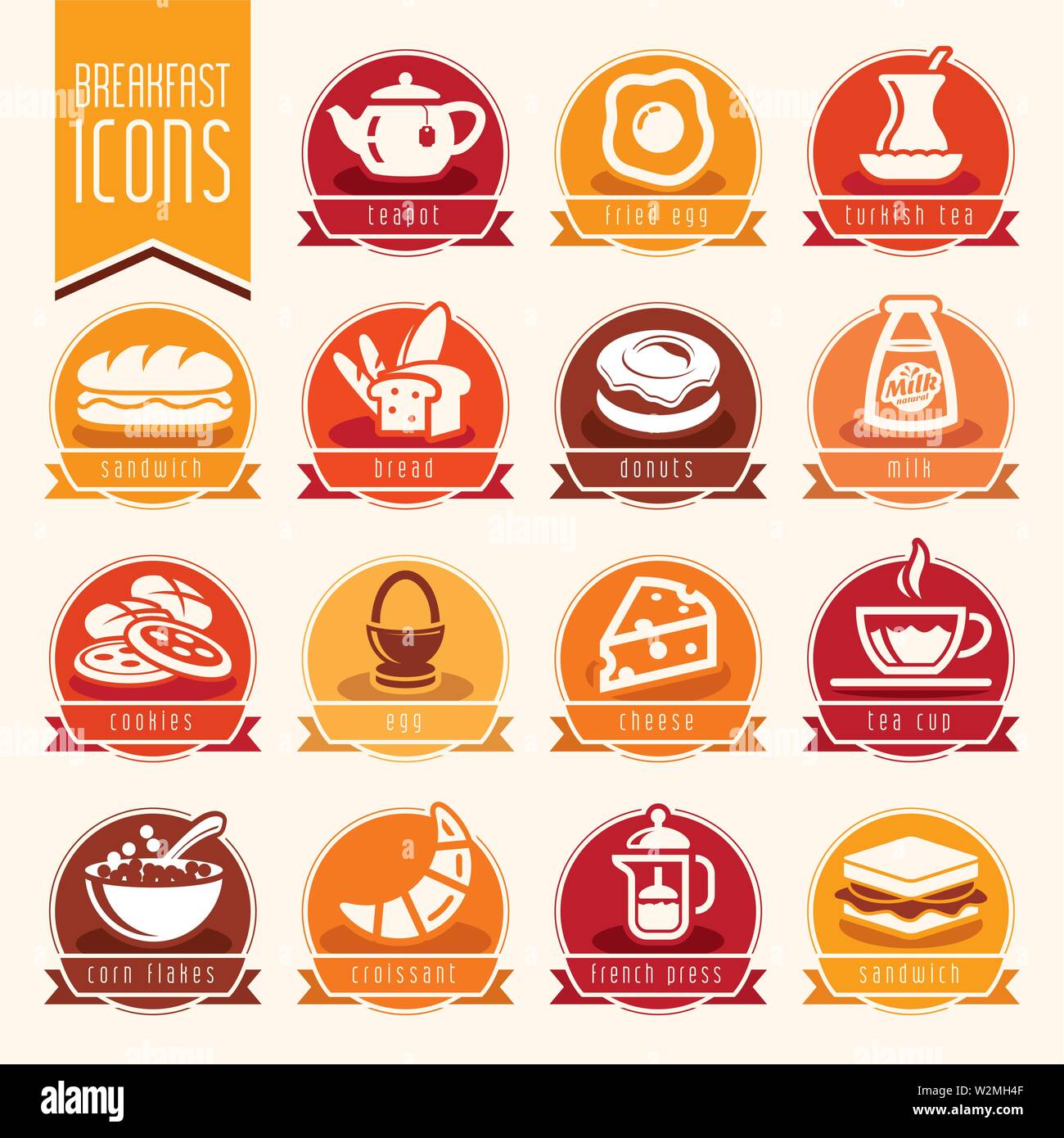 Breakfast icon set Stock Vector Image & Art - Alamy