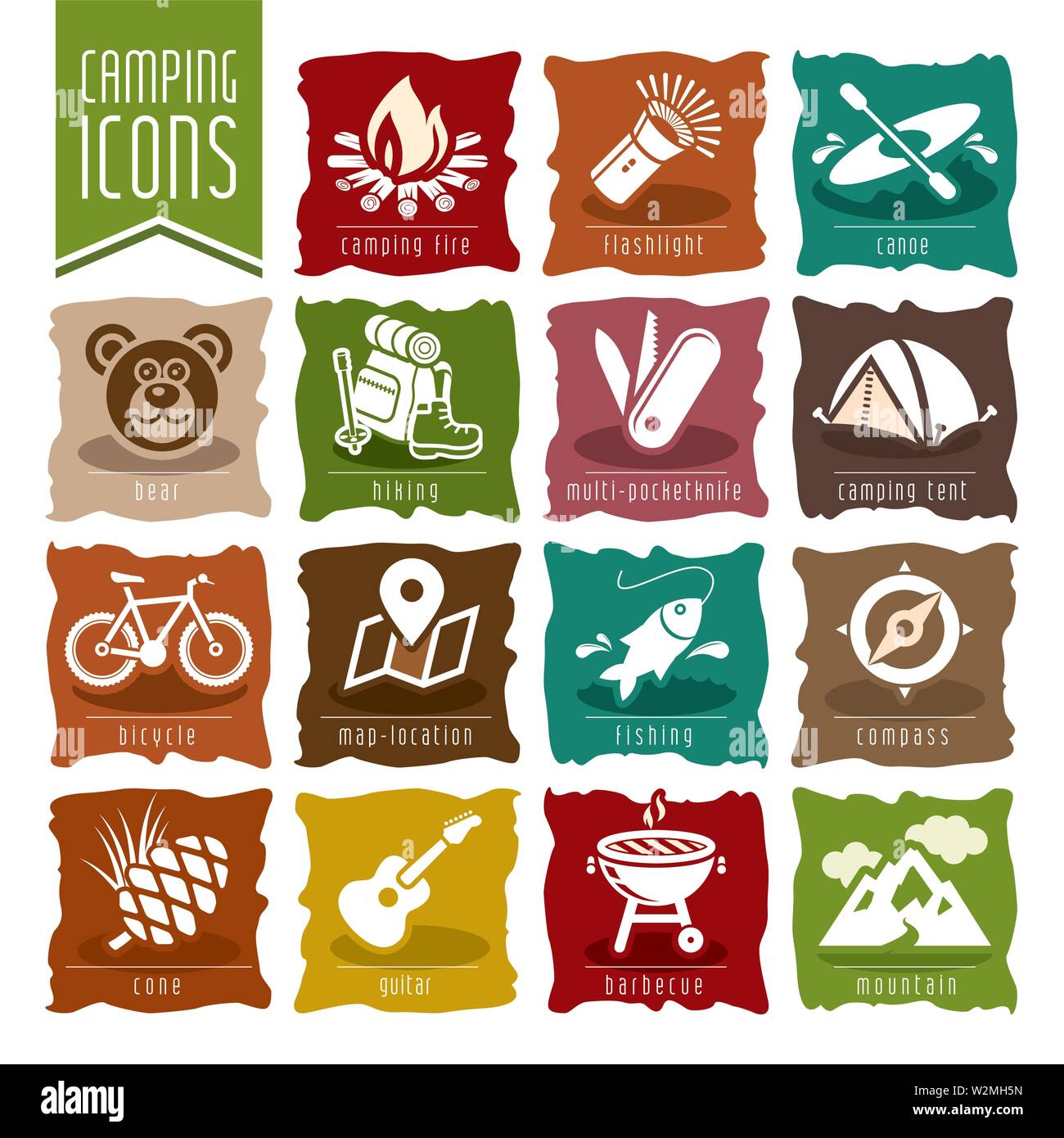 Summer camping icon set Stock Vector Image & Art - Alamy