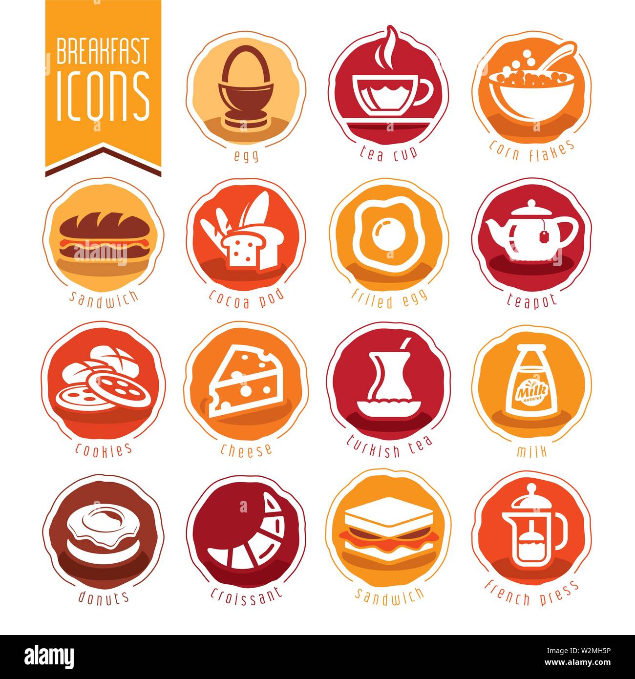 Breakfast icon set Stock Vector Image & Art - Alamy