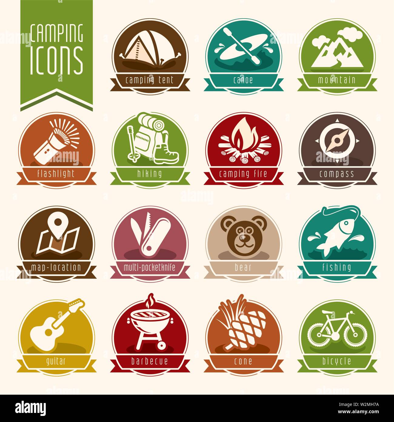 Summer camping icon set Stock Vector Image & Art - Alamy