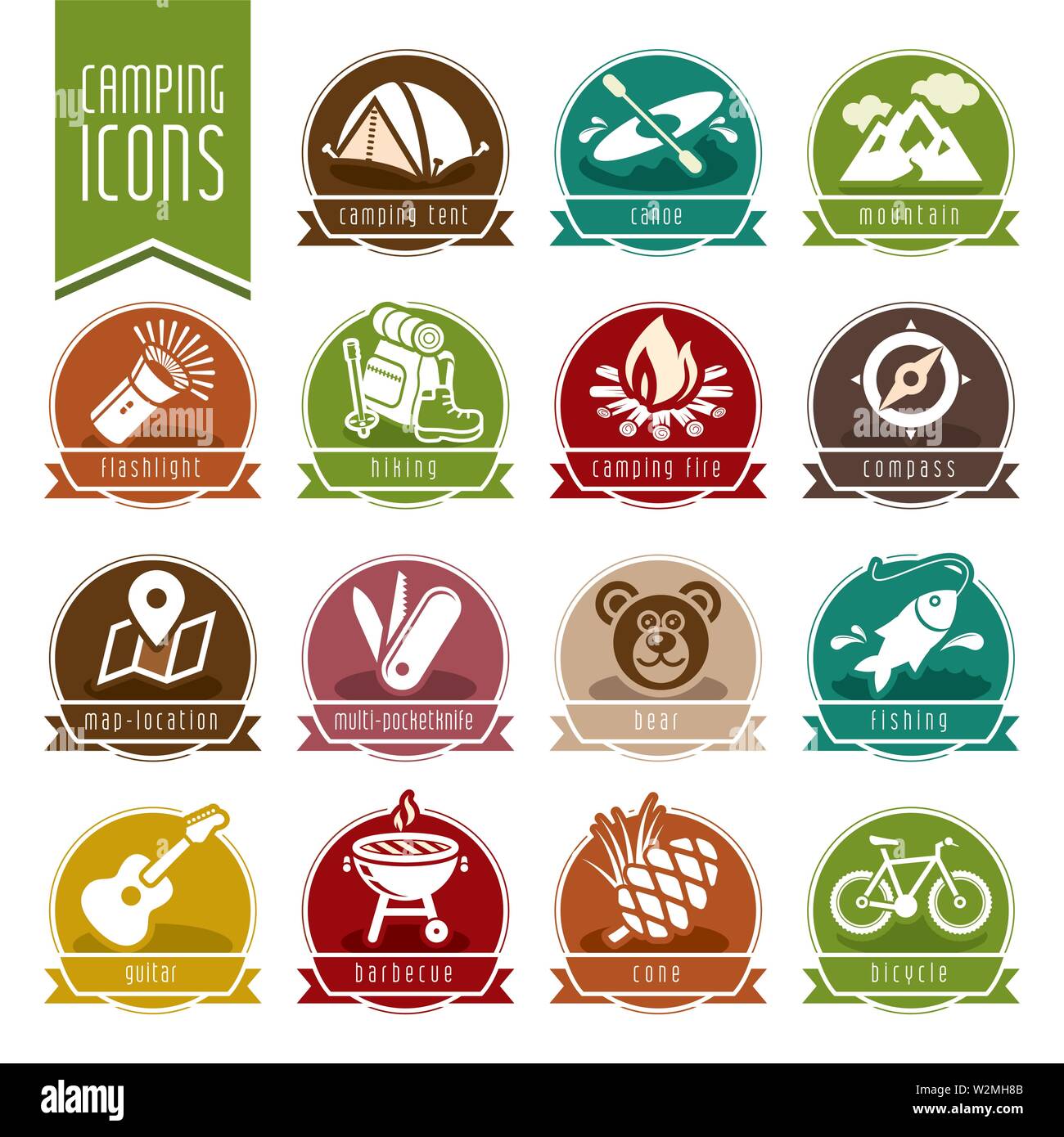 Summer camping icon set Stock Vector Image & Art - Alamy