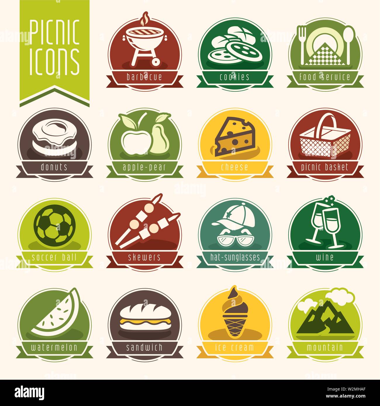 Picnic icon set Stock Vector Image & Art - Alamy