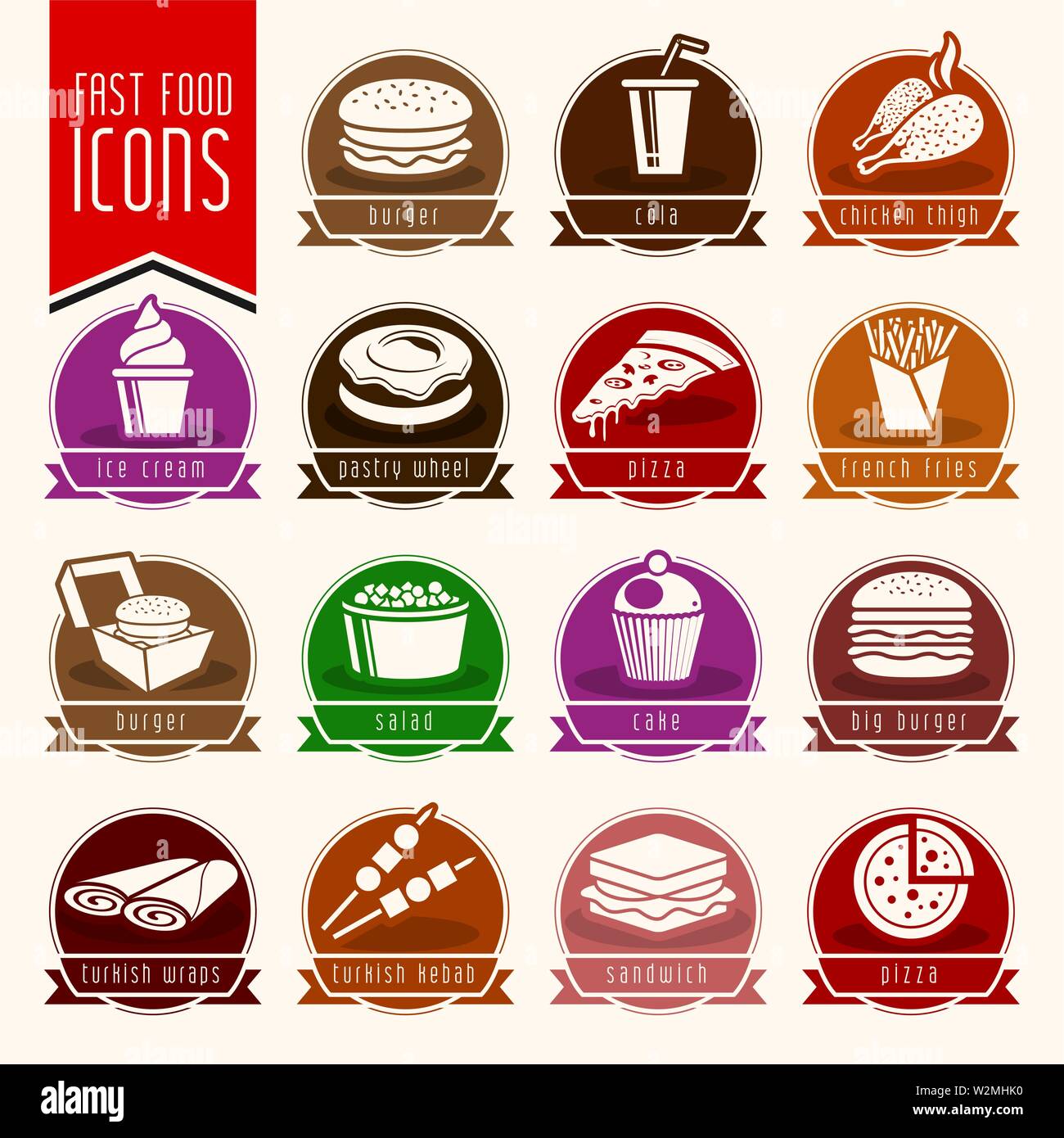 Fast food icons Stock Vector Image & Art - Alamy