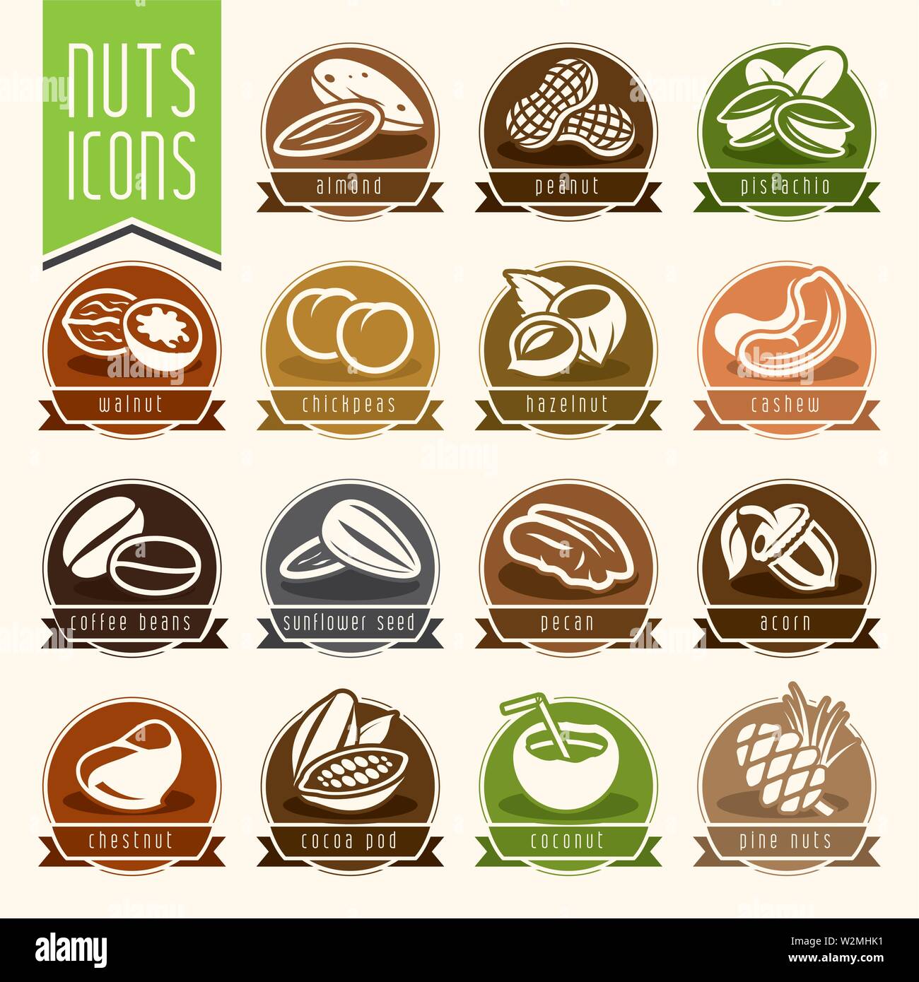 Vector Nuts Multiple Icons Set Stock Vector Image & Art - Alamy