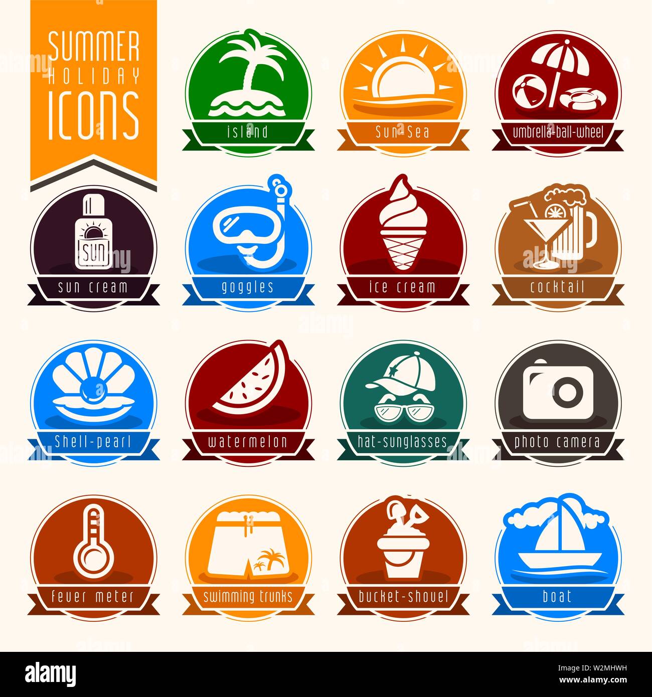 Summer icon set Stock Vector Image & Art - Alamy