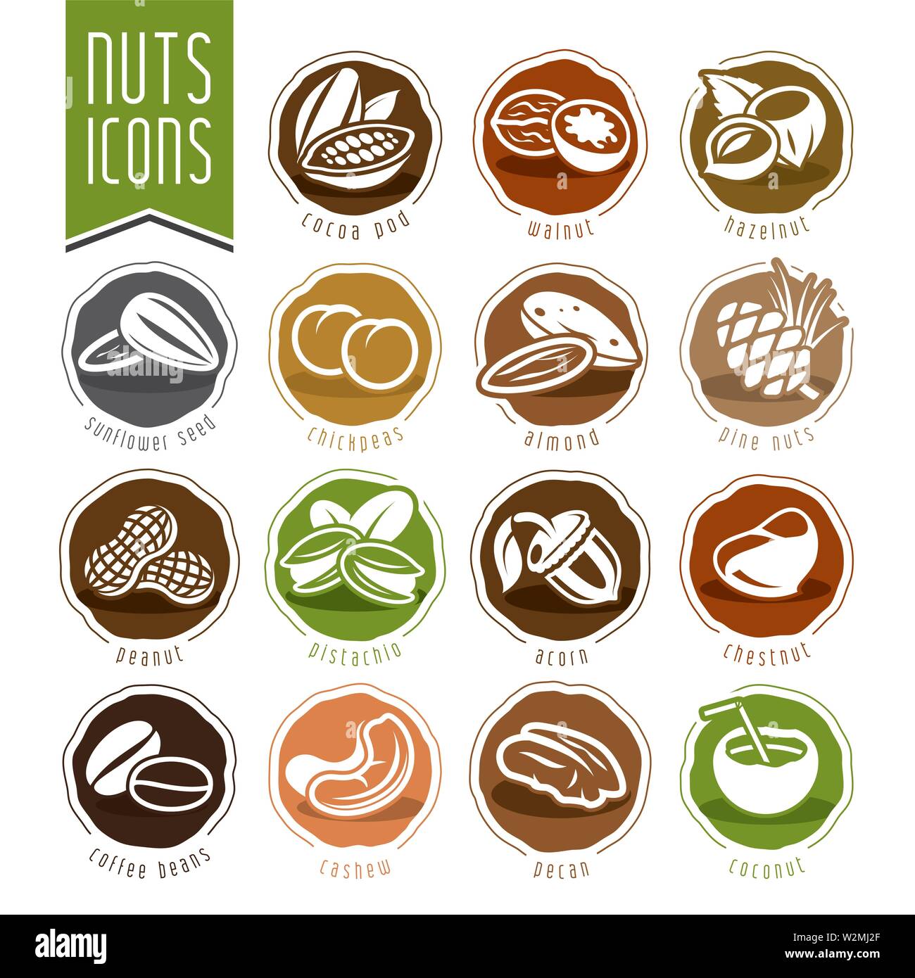 Vector Nuts Multiple Icons Set Stock Vector Image & Art - Alamy