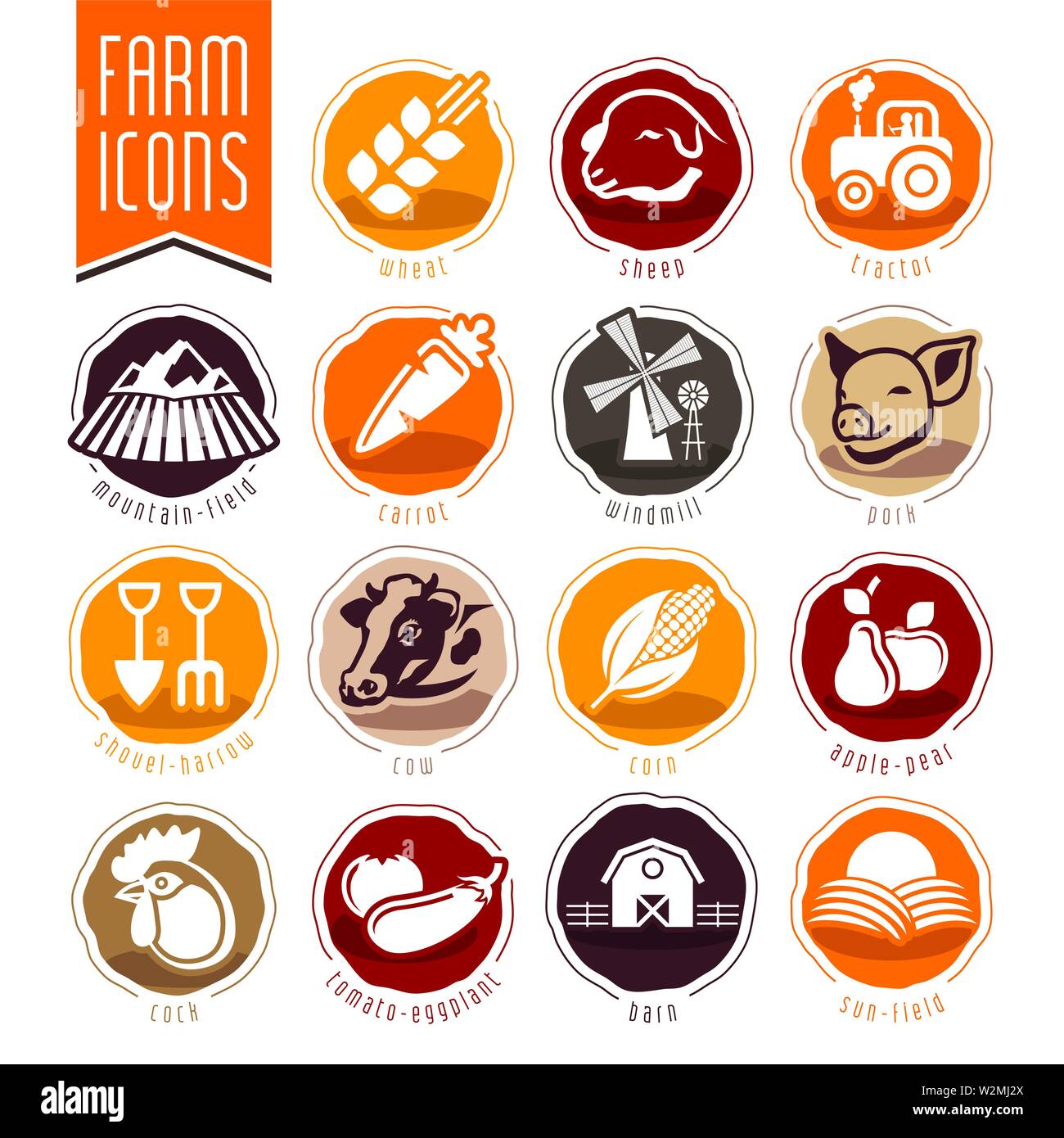 Farm and butcher shop icon set Stock Vector Image & Art - Alamy