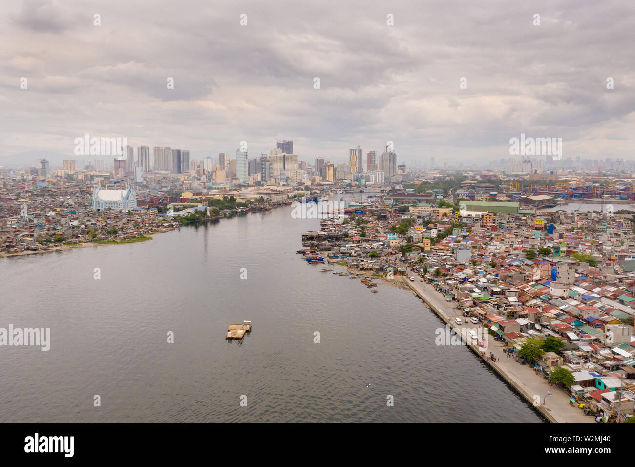 Cityscape Manila. Residential areas and business center in the city ...