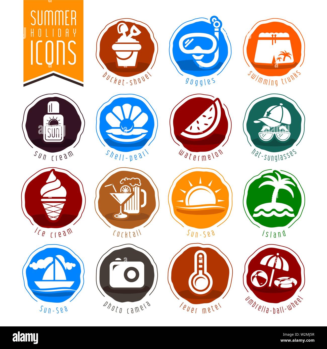 Summer icon set Stock Vector Image & Art - Alamy