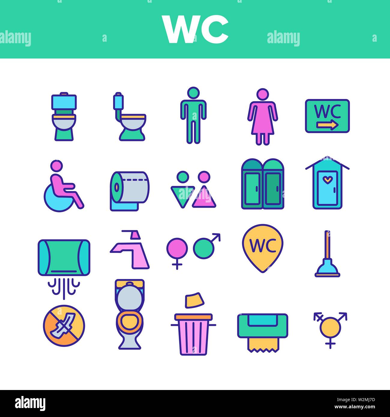 Wc toilet icons set women wc Stock Vector Images - Alamy