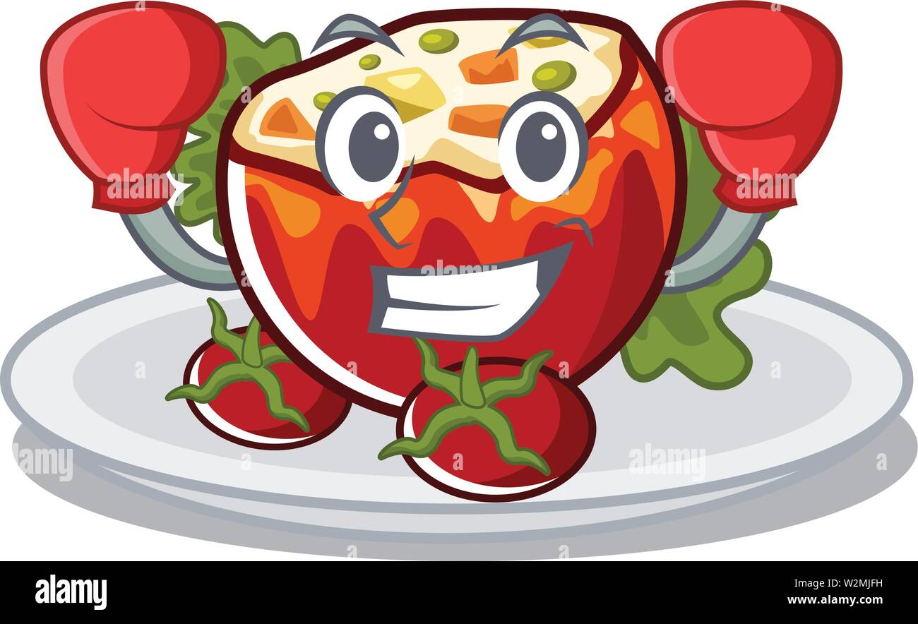 Boxing stuffed tomatoes put on character plates Stock Vector Image ...