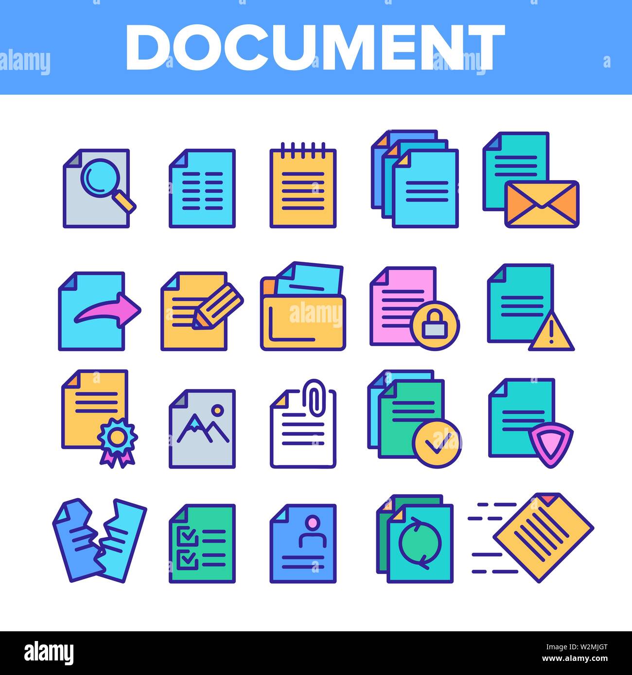 Digital, Computer Documents, File Vector Linear Icons Set Stock Vector ...