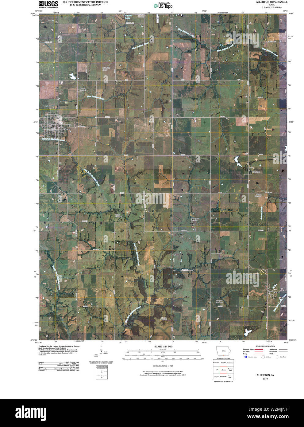 USGS TOPO Maps Iowa IA Allerton 20100429 TM Restoration Stock Photo - Alamy