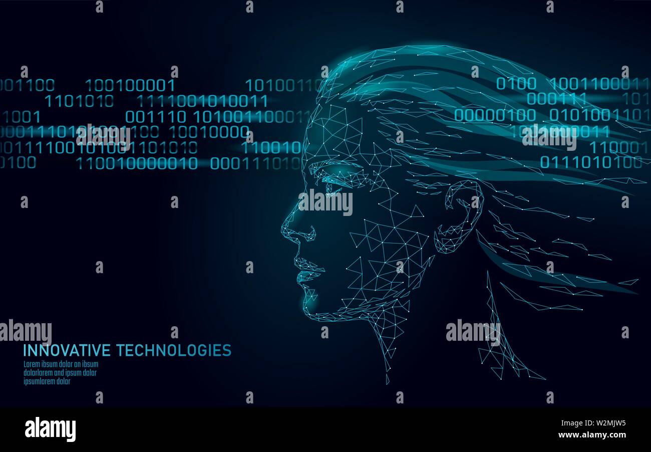 Low poly female human face biometric identification. Recognition system ...