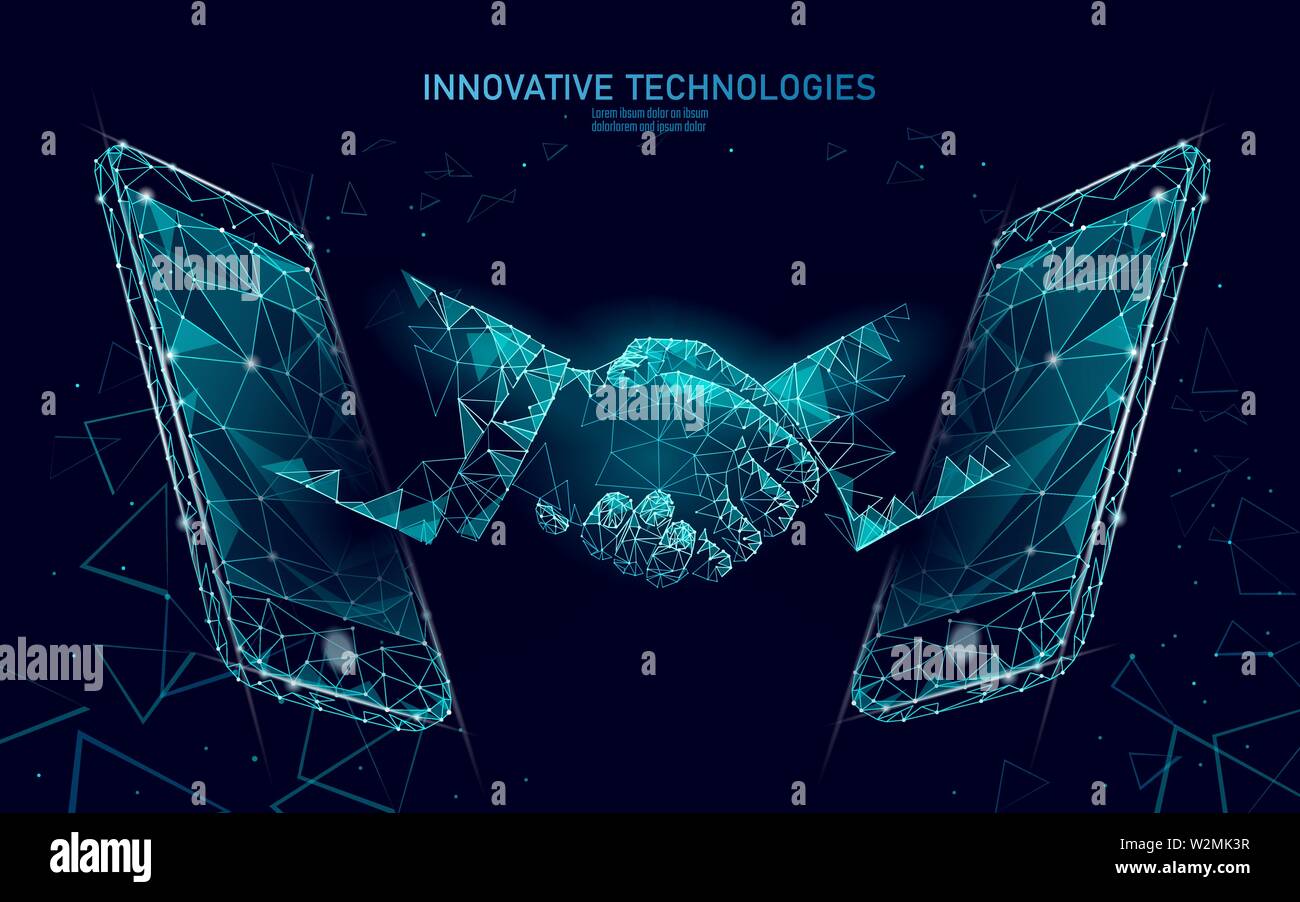 Internet technology 3D businessman handshake. Business agreement ...