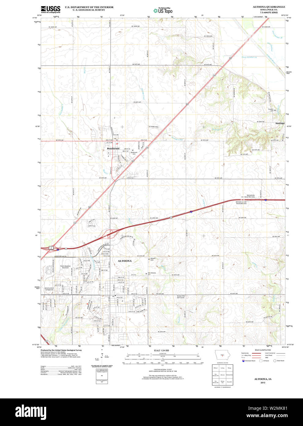 USGS TOPO Maps Iowa IA Altoona 20130408 TM Restoration Stock Photo - Alamy