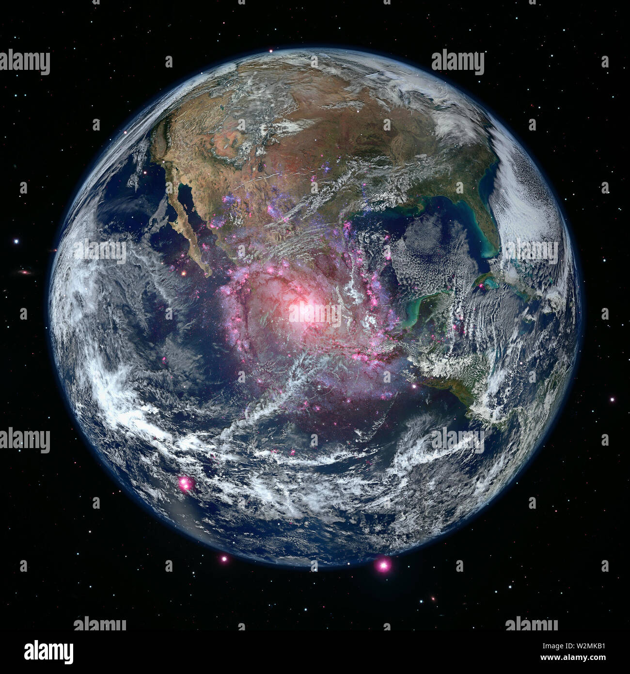 Planet Earth in deep space, cosmic landscape. Elements of this image ...