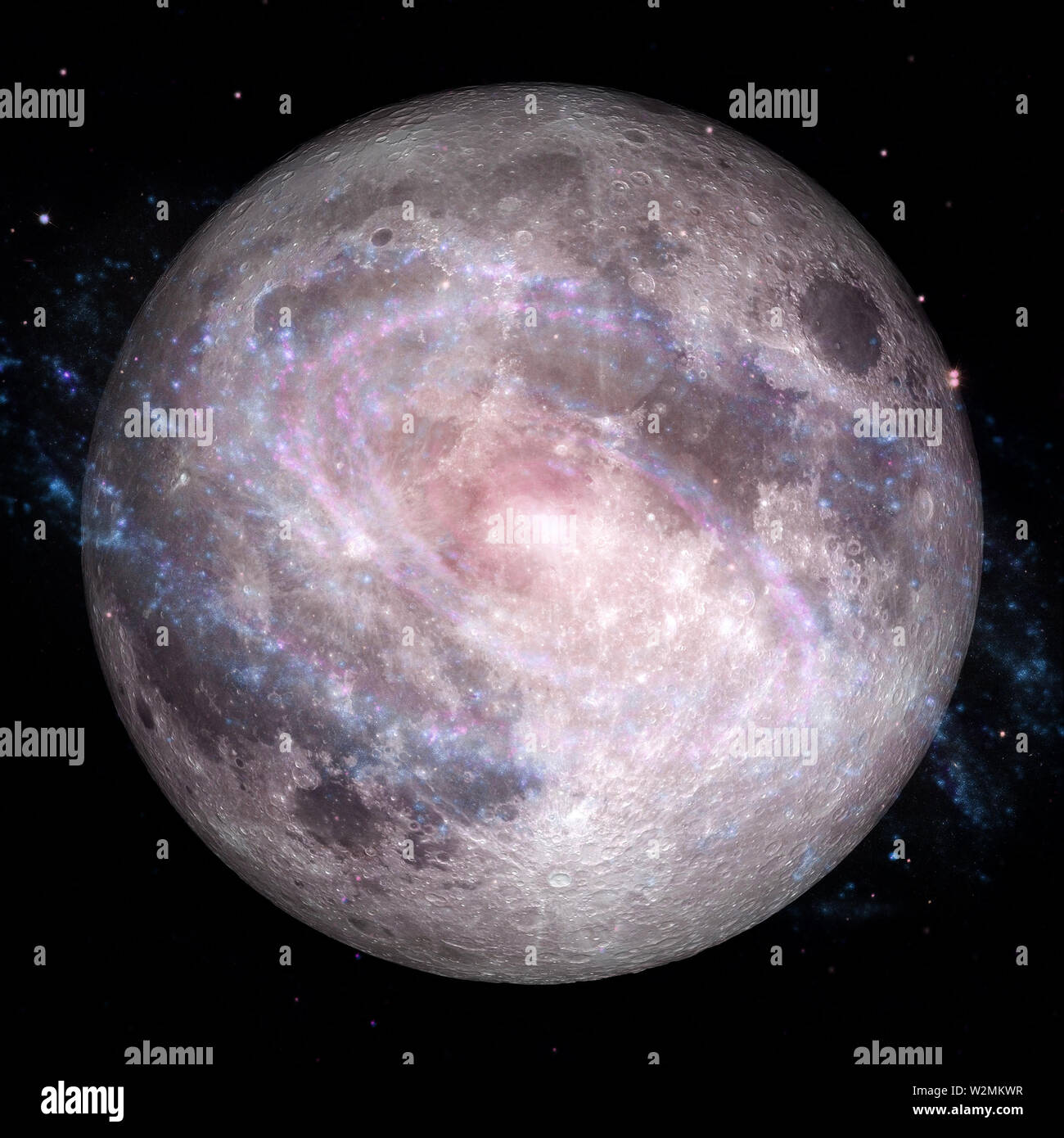 Fantastic view of moon. Solar system. Billions of galaxies in the ...