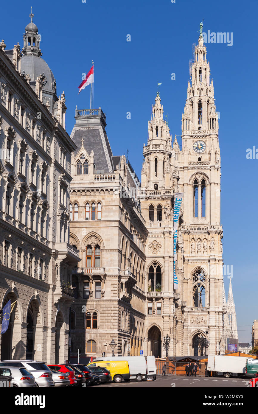 Vienna, Austria - November 2, 2015: Vienna street view with Rathaus of ...