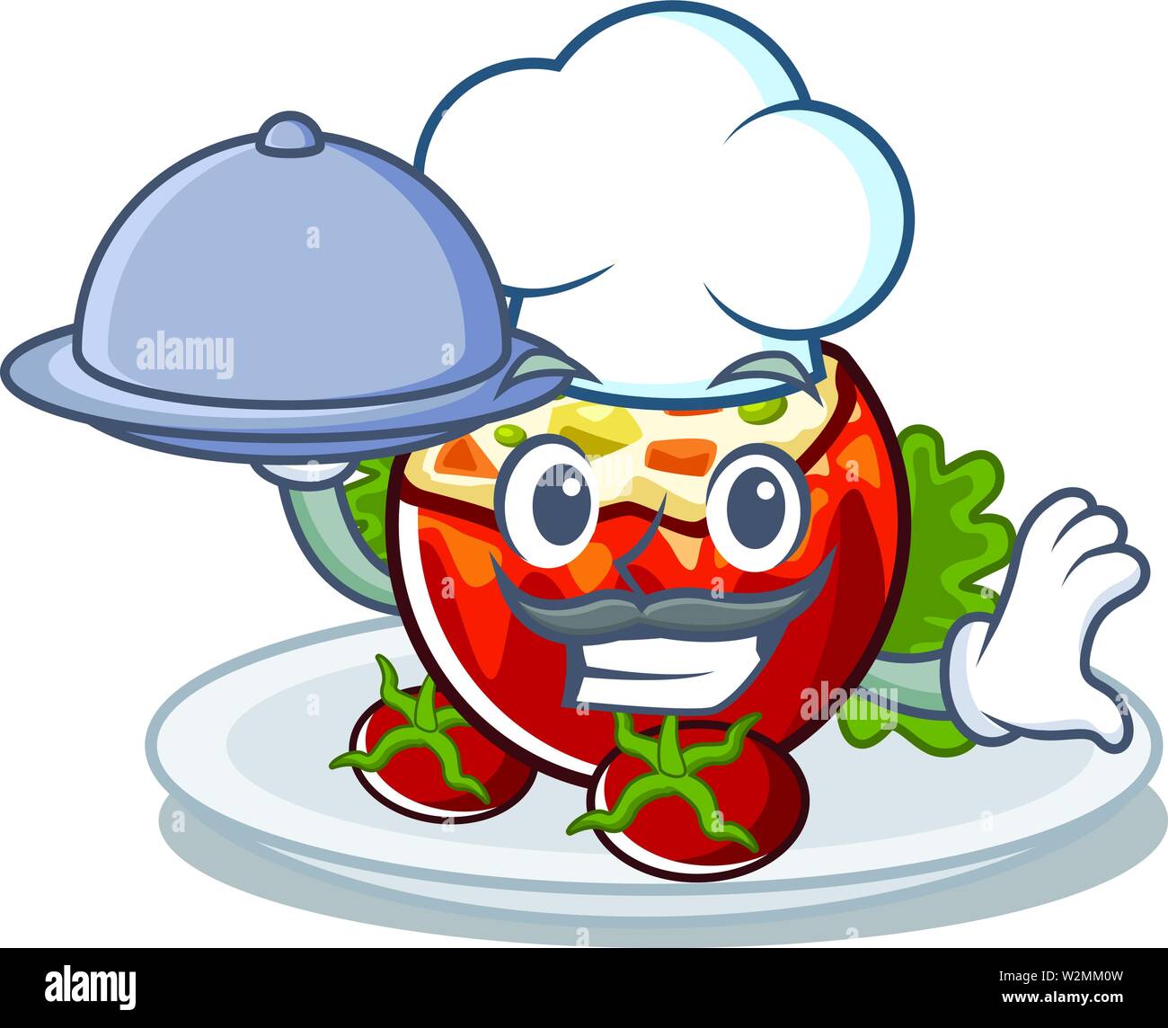 Chef with food stuffed tomatoes on a cartoon board Stock Vector Image ...