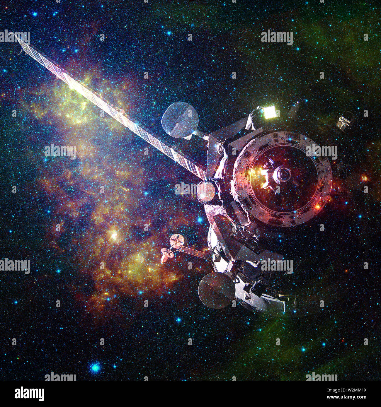 Space shuttle. Infinite space background with nebulas and stars ...