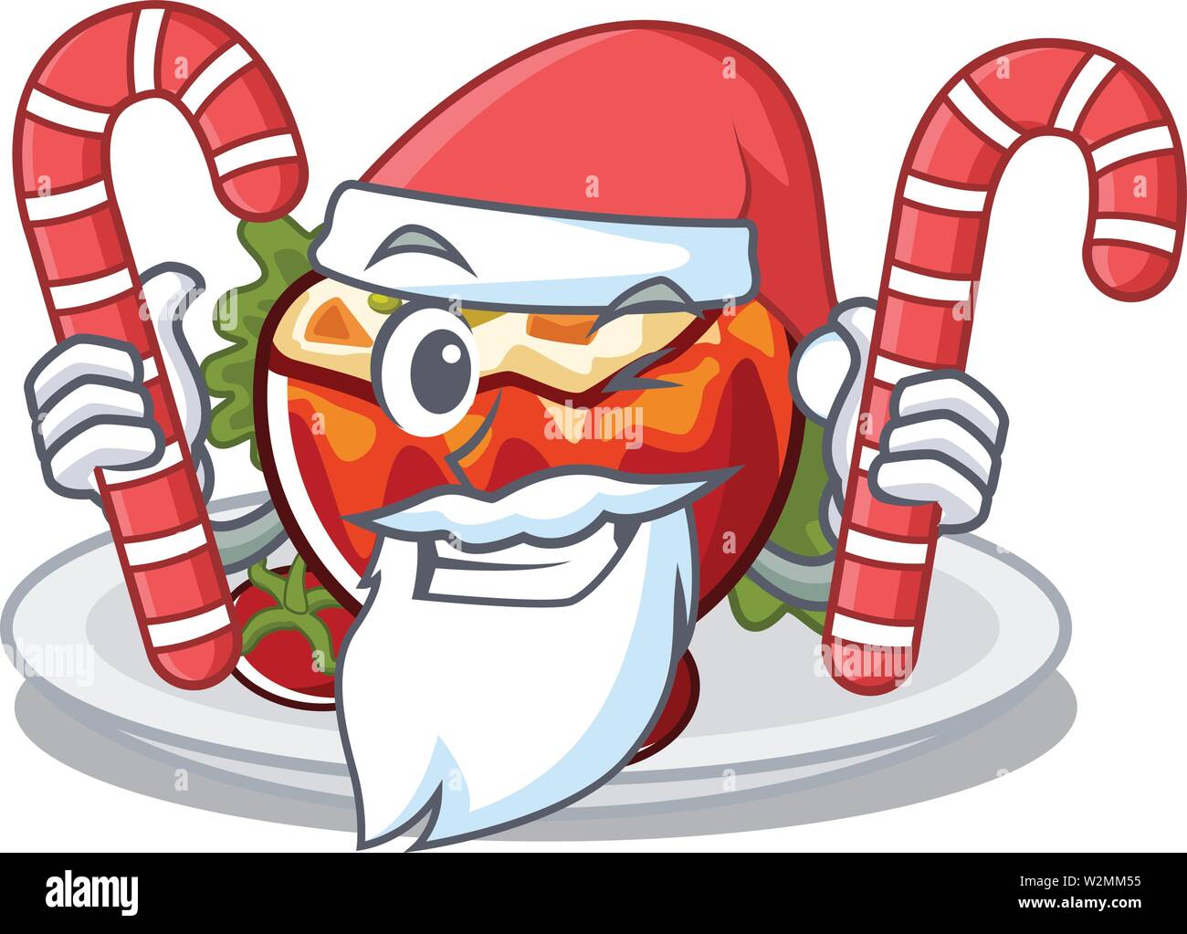 Santa with candy stuffed tomatoes in the cartoon shape Stock Vector ...
