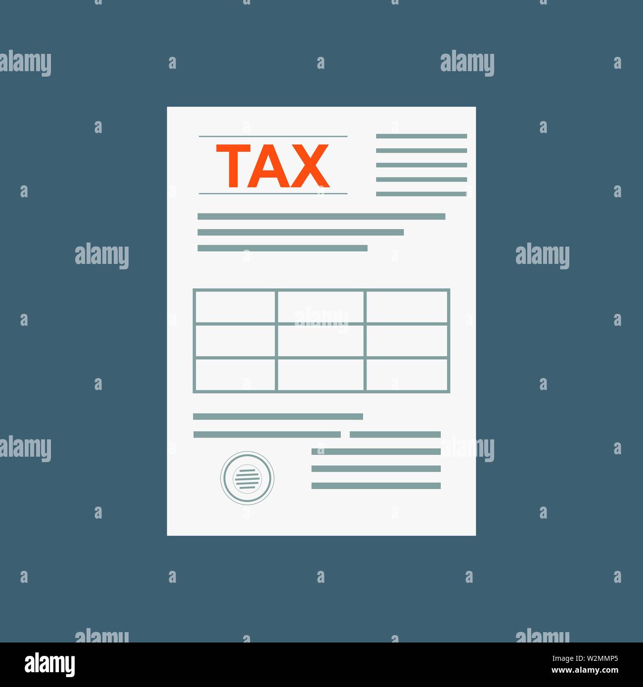Tax document icon on blue back. Vector Stock Vector Image & Art - Alamy