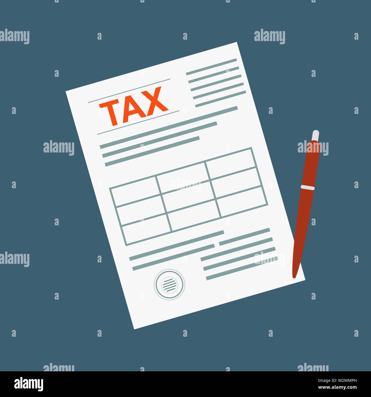 Tax document icon on blue back. Vector Stock Vector Image & Art - Alamy