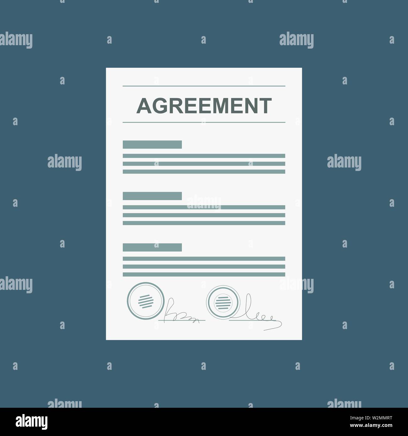 Agreement Document Icon On Blue Background Vector Stock Vector Image