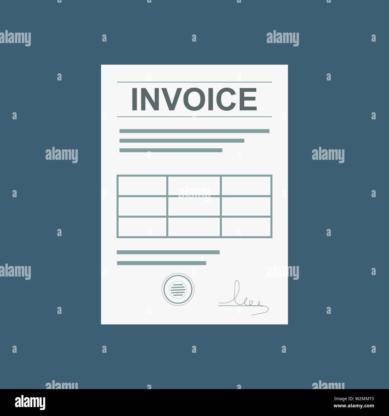 Invoice document icon on blue background. Vector Stock Vector Image ...