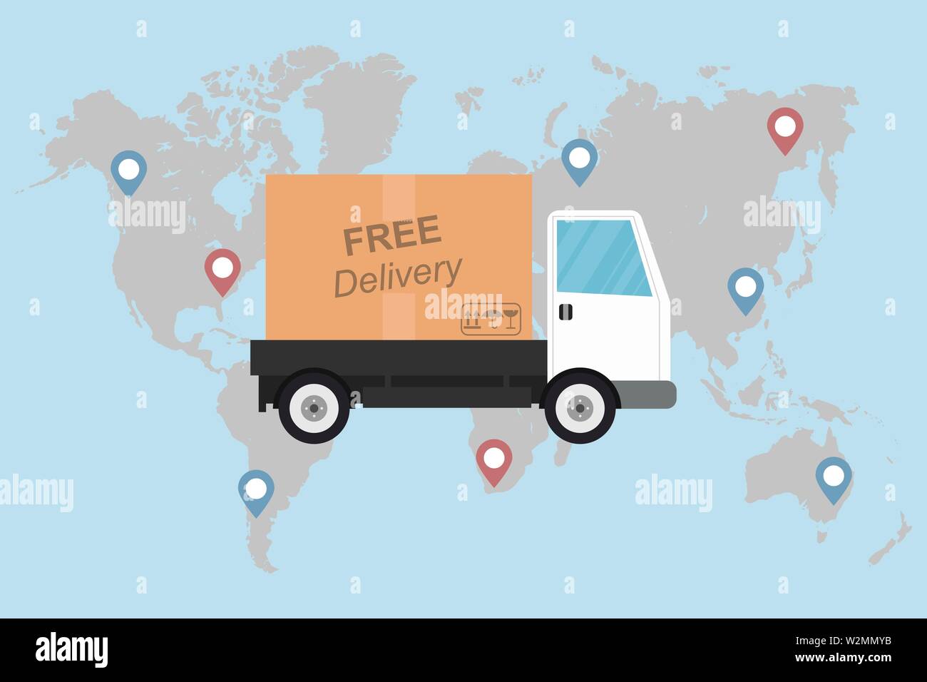 Delivery track on world map. Vector illustration Stock Vector Image ...