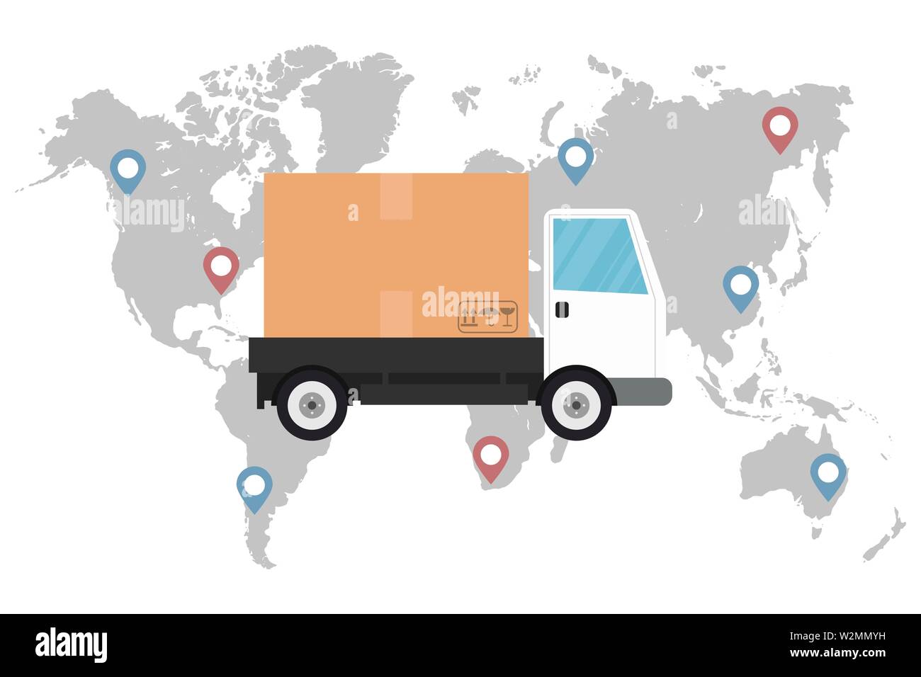 Delivery track on world map. Vector illustration Stock Vector Image ...