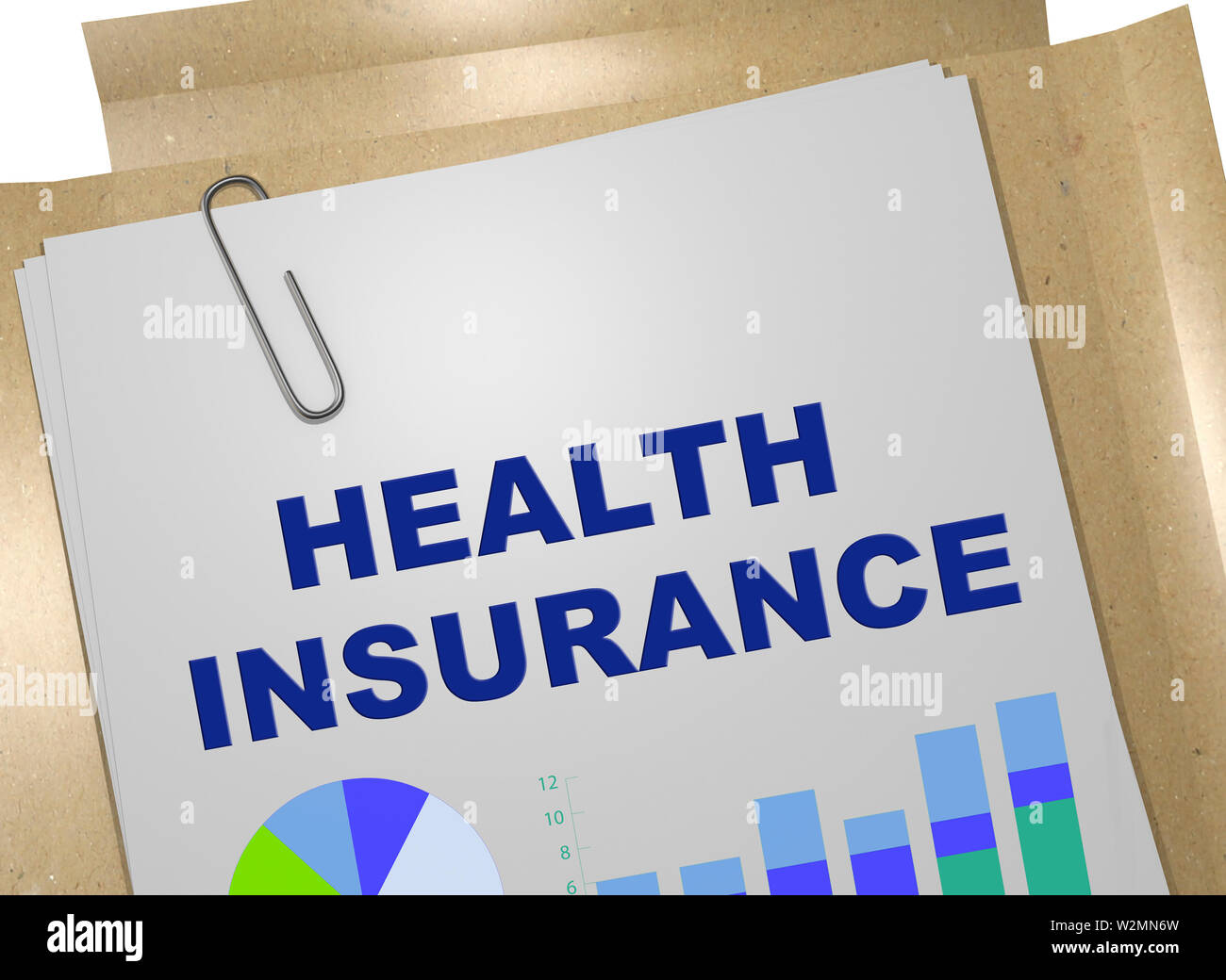 3D illustration of HEALTH INSURANCE title on business document Stock ...