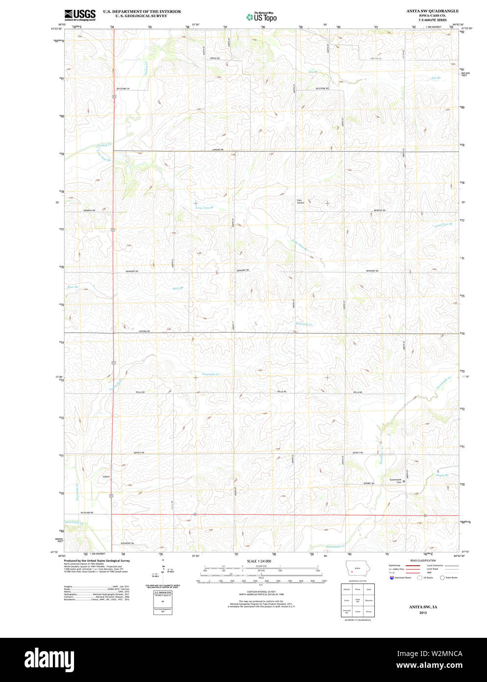 USGS TOPO Maps Iowa IA Anita SW 20130405 TM Restoration Stock Photo - Alamy