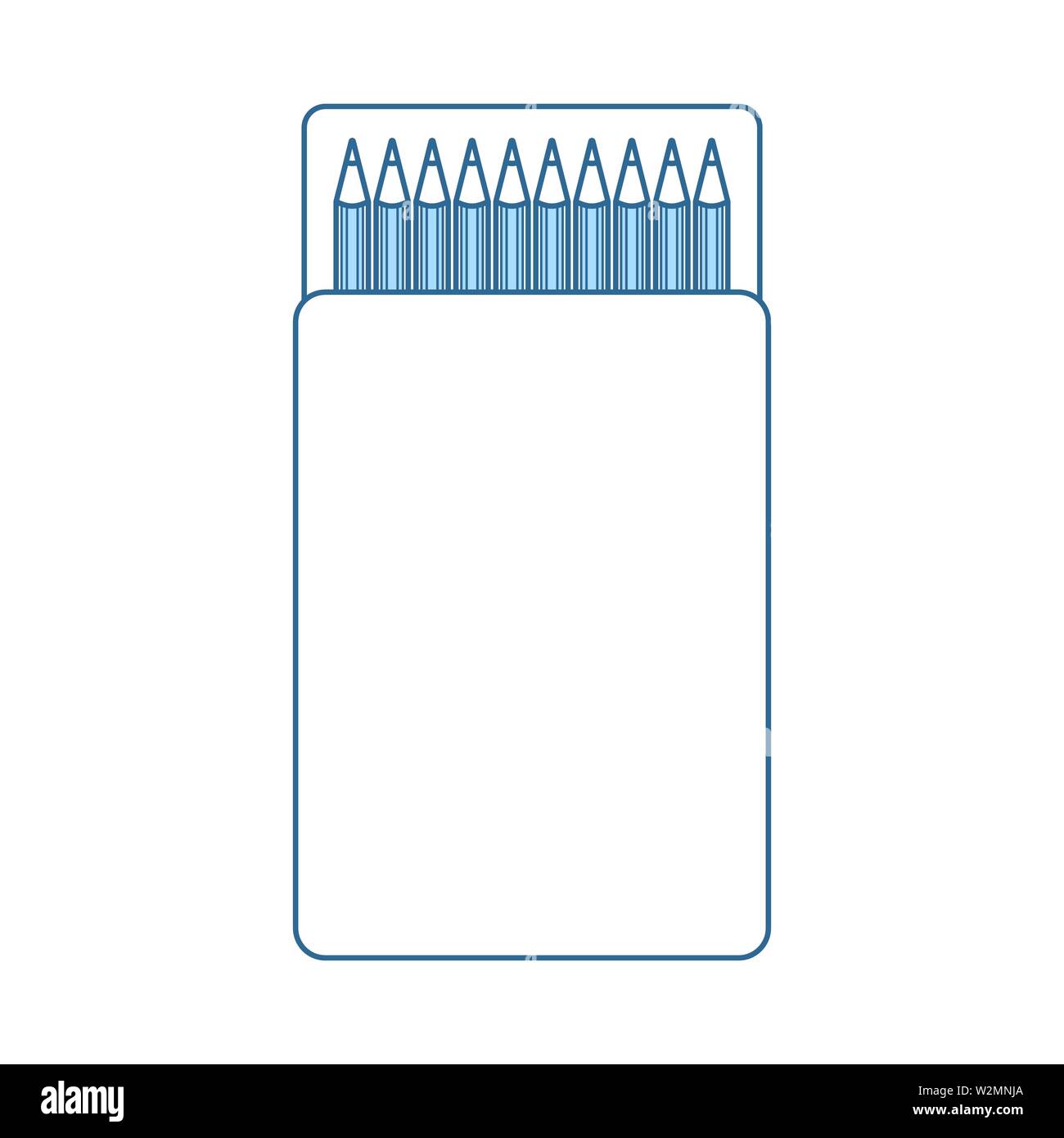 Pencil Box Icon. Thin Line With Blue Fill Design. Vector Illustration ...