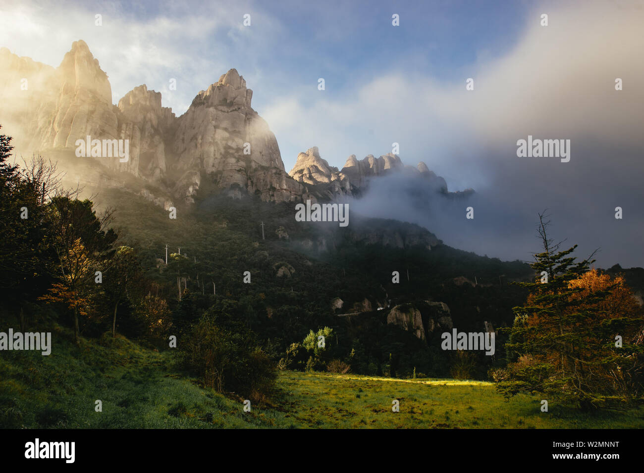 Moody scenic landscape in the Monestir de Montserrat Region near ...