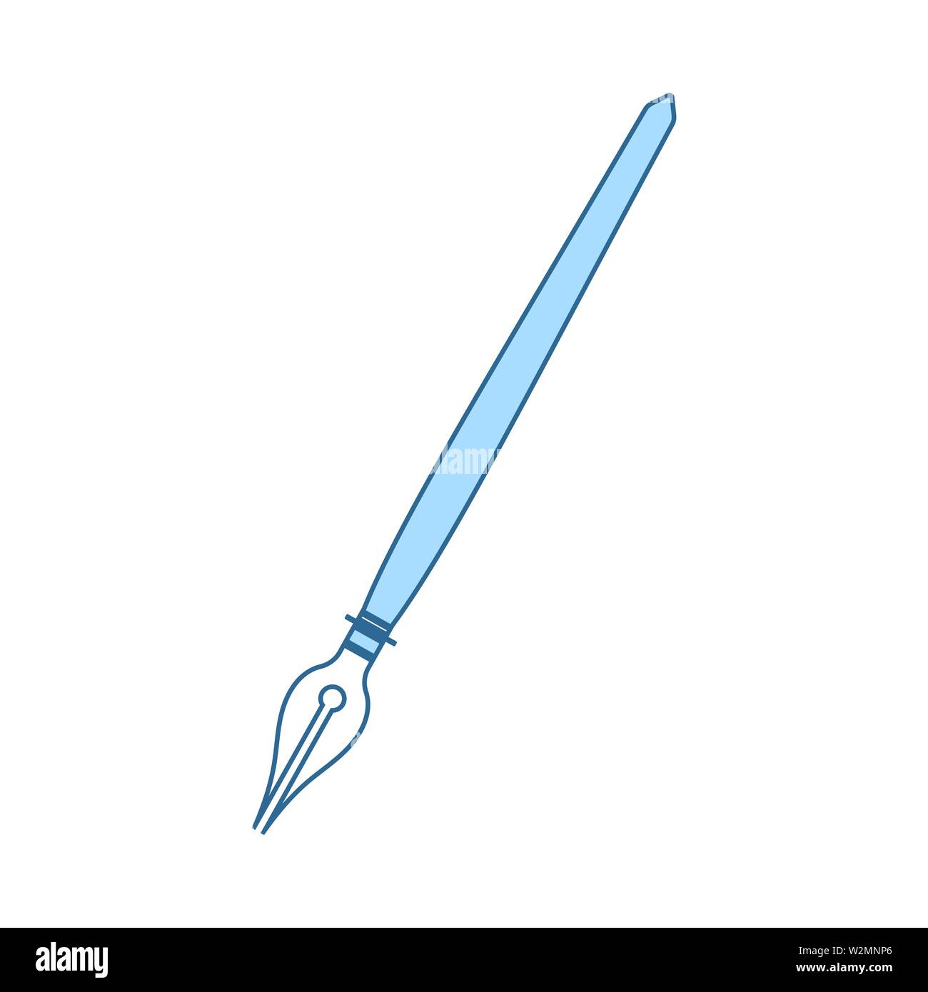 Fountain Pen Icon. Thin Line With Blue Fill Design. Vector Illustration ...