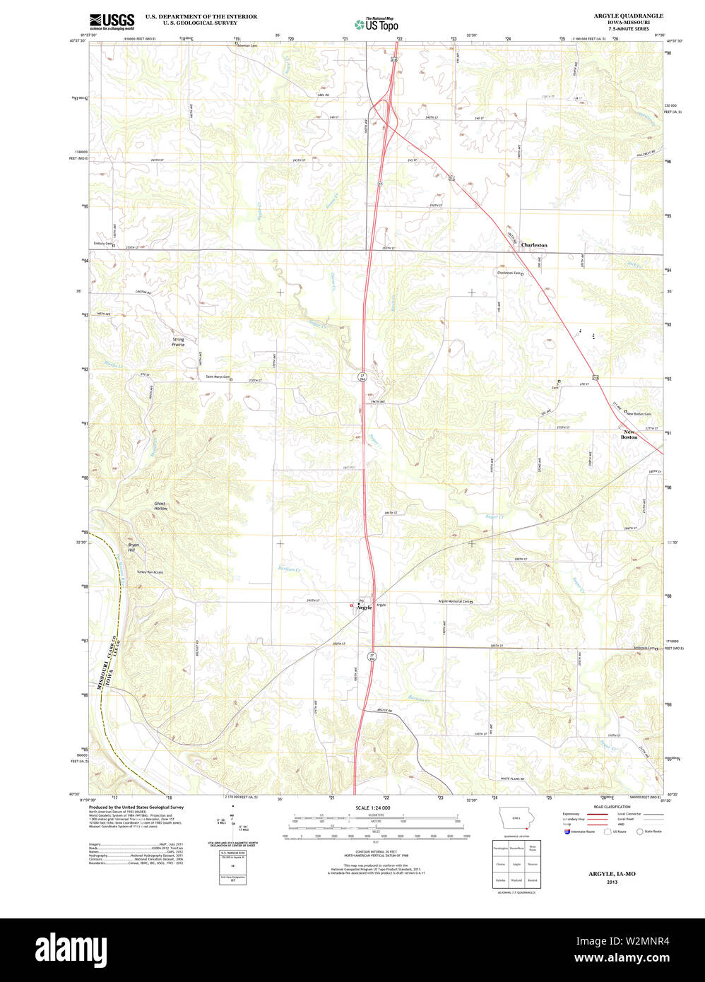 USGS TOPO Maps Iowa IA Argyle 20130402 TM Restoration Stock Photo - Alamy